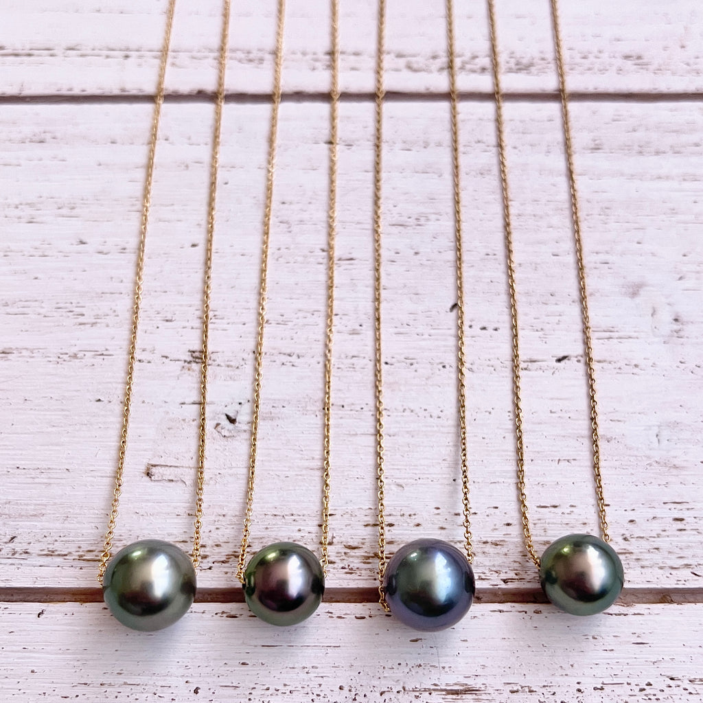 CLASSIC FLOATING PEARL NECKLACE (TAHITIAN PEARL) – MAUIME HAWAII